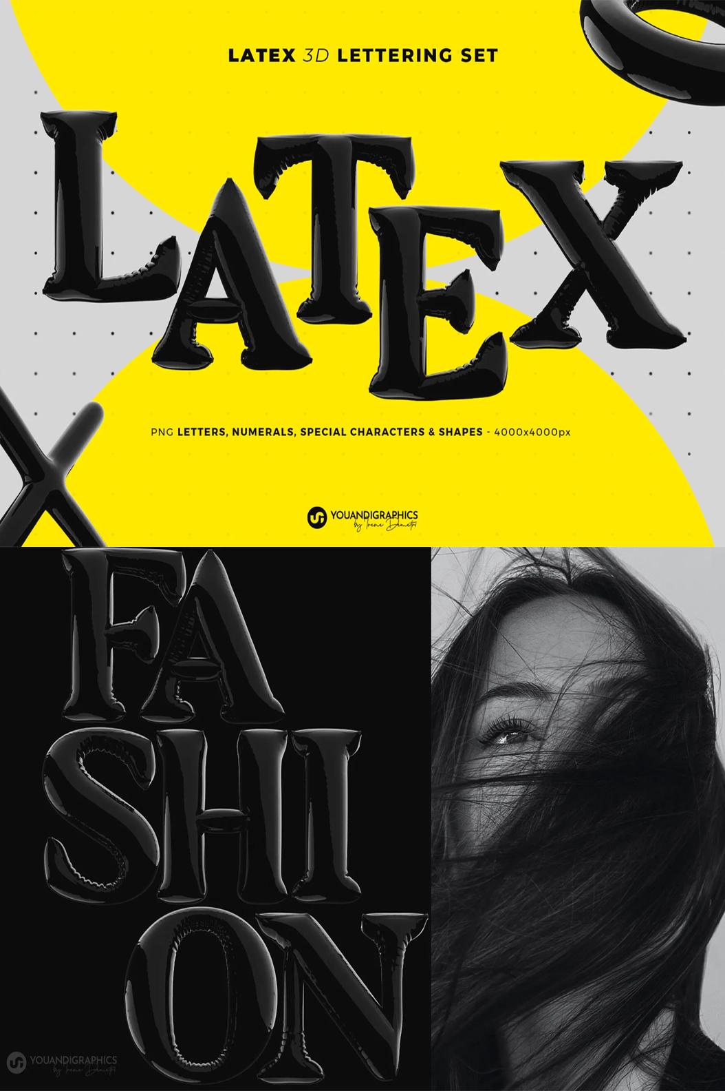 Latex 3D Lettering Set Graphics - Grafik Yeah!